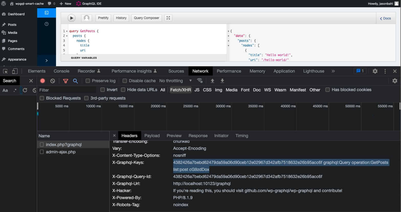 With the Network tools open, we can click on the request and inspect the headers: